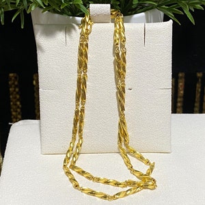 Vintage 24K 980 Pure Gold Twisted Bamboo Link Chain Necklace 18'' - Etsy
