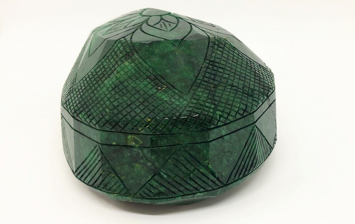 Vintage Natural Emerald Carved Floral Statue Paperweight | Etsy