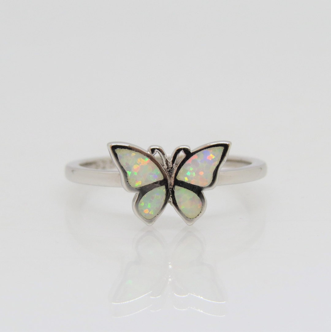 Sterling Silver Fire Opal Butterfly Ring. - Etsy