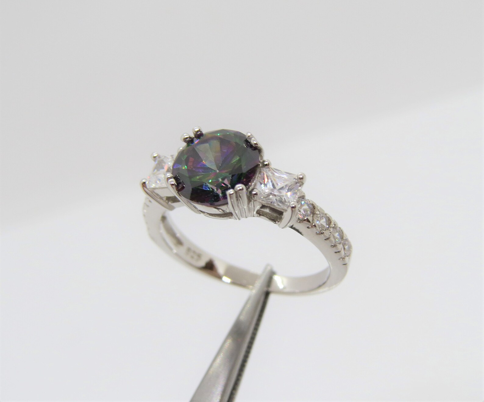 Vintage Sterling Silver Mystic Topaz & White Topaz Solitaire - Etsy
