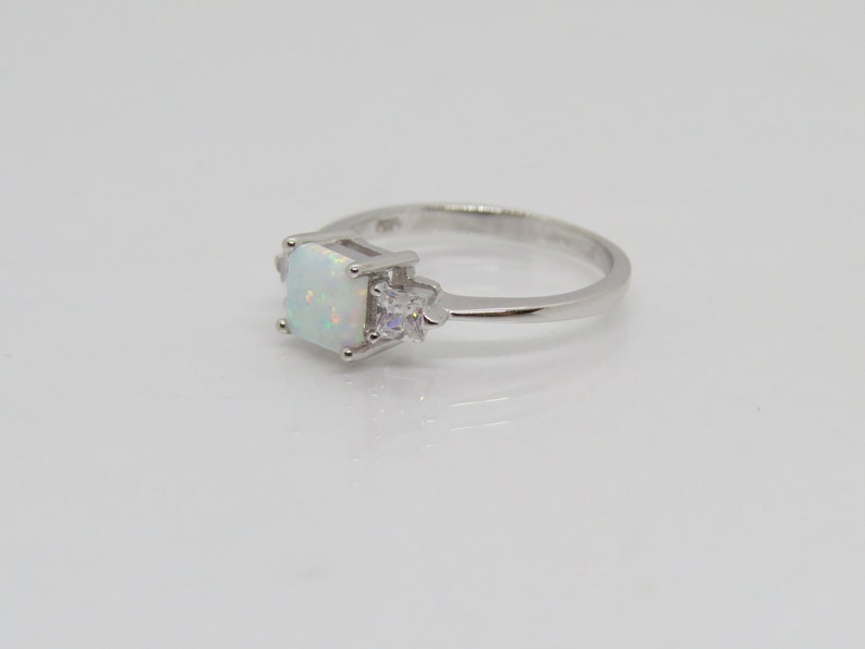 Vintage Sterling Silver Square Cut White Opal & White Topaz | Etsy