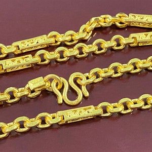 24K 980 Pure Gold Dragon Rolo Link Chain Necklace 24'' - Etsy