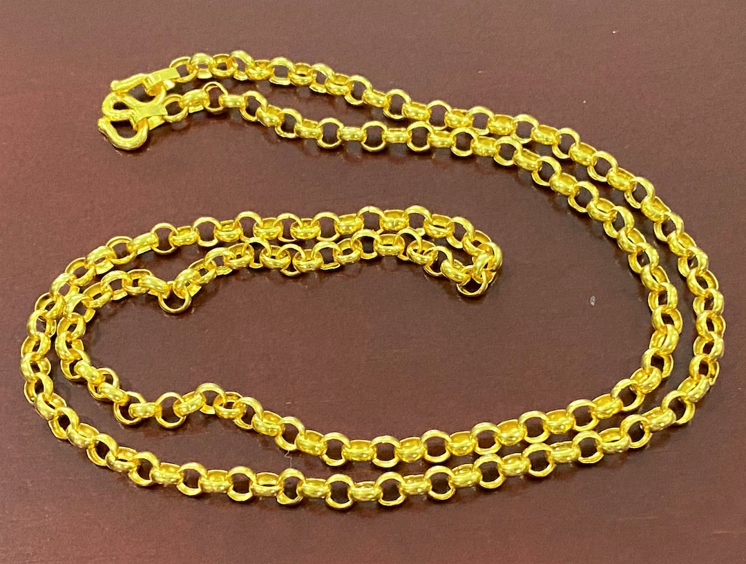 Vintage 23K 980 Solid Gold Rolo Chain Necklace 18'' Length - Etsy