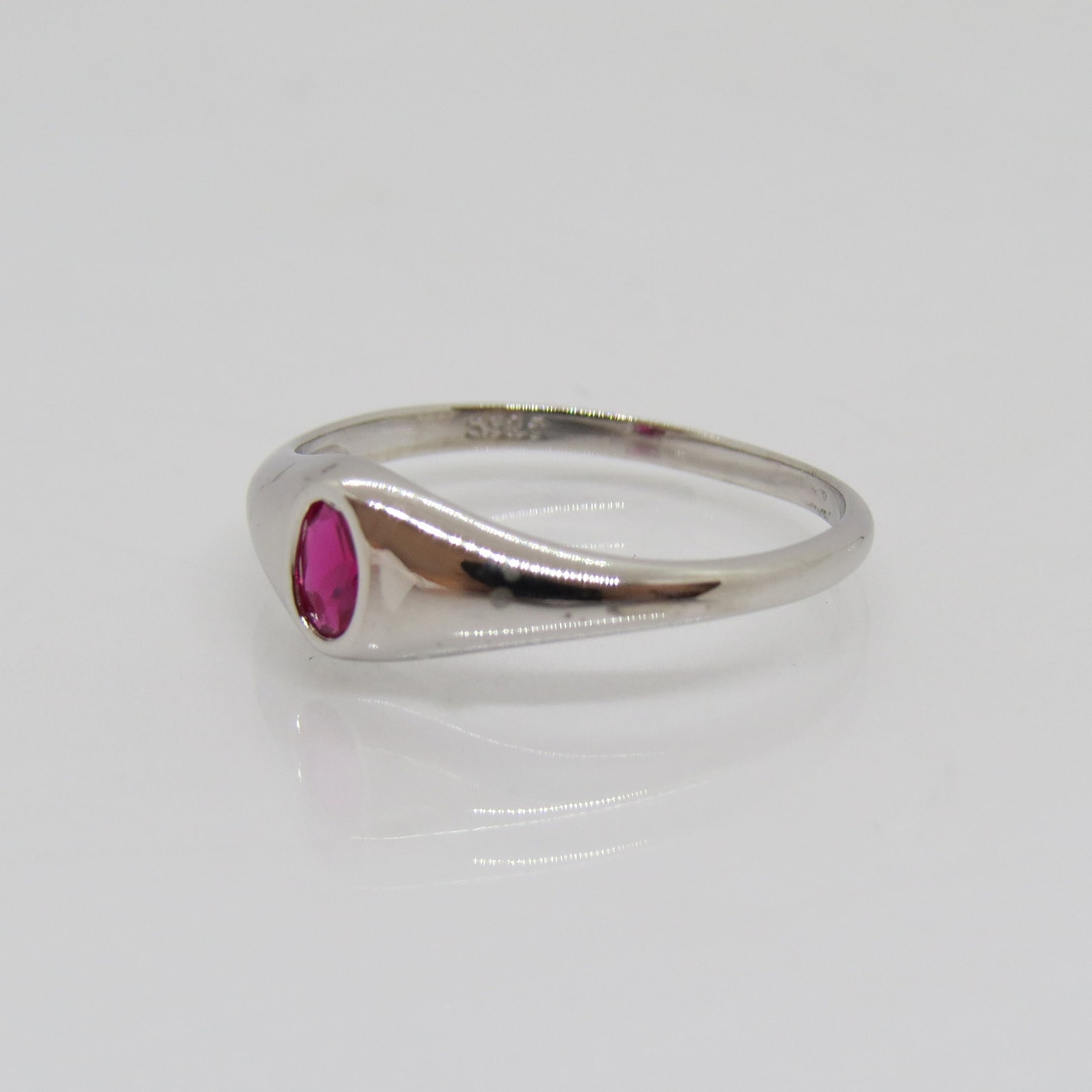 Sterling Silver Ruby Bold Ring Size 4 - Etsy