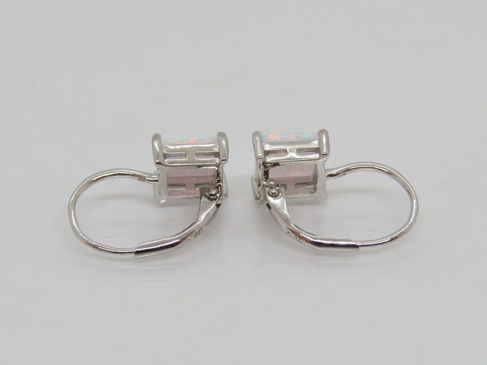 Vintage Sterling Silver Square Cut Fire Opal Earrings - Etsy