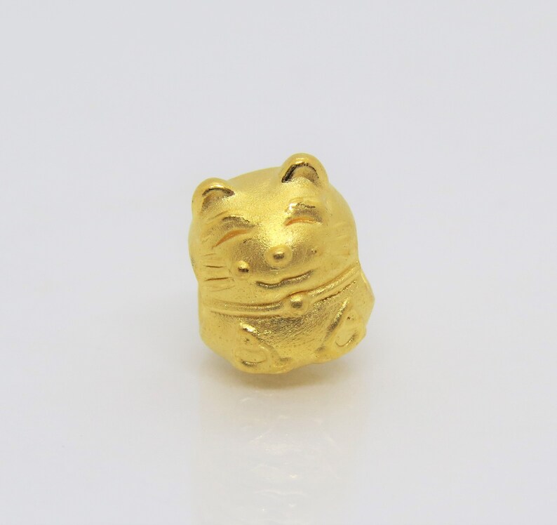 Vintage Pure 24K 9999 Gold Cat Luck Charm Bead Pendant Make | Etsy