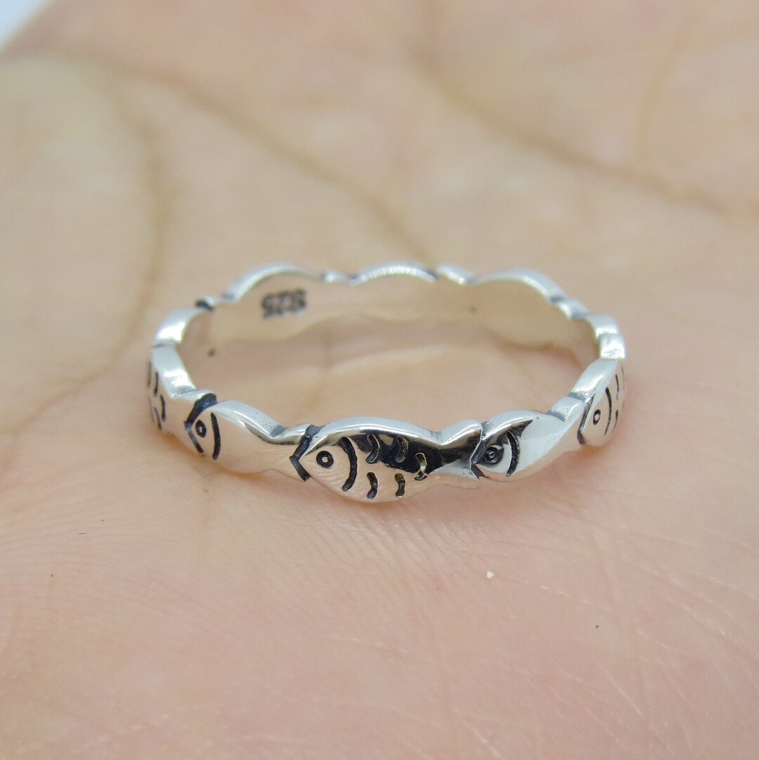 Vintage Sterling Silver Fish Eternity Band Ring Size 9 - Etsy