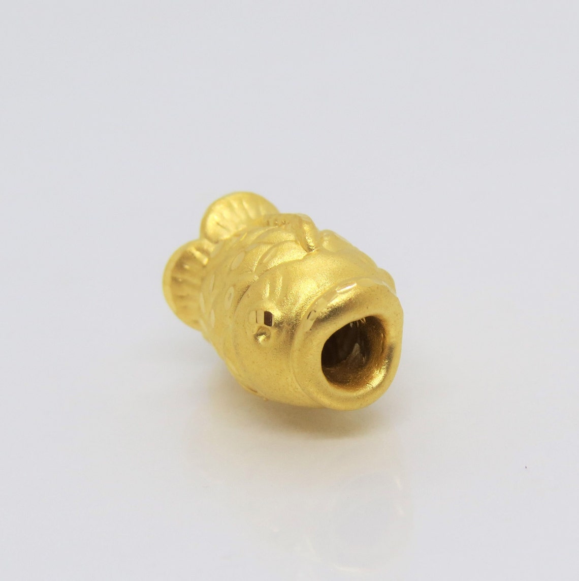 Vintage Pure 24K 9999 Gold Fish Goldfish Charm Bead Pendant Make for ...