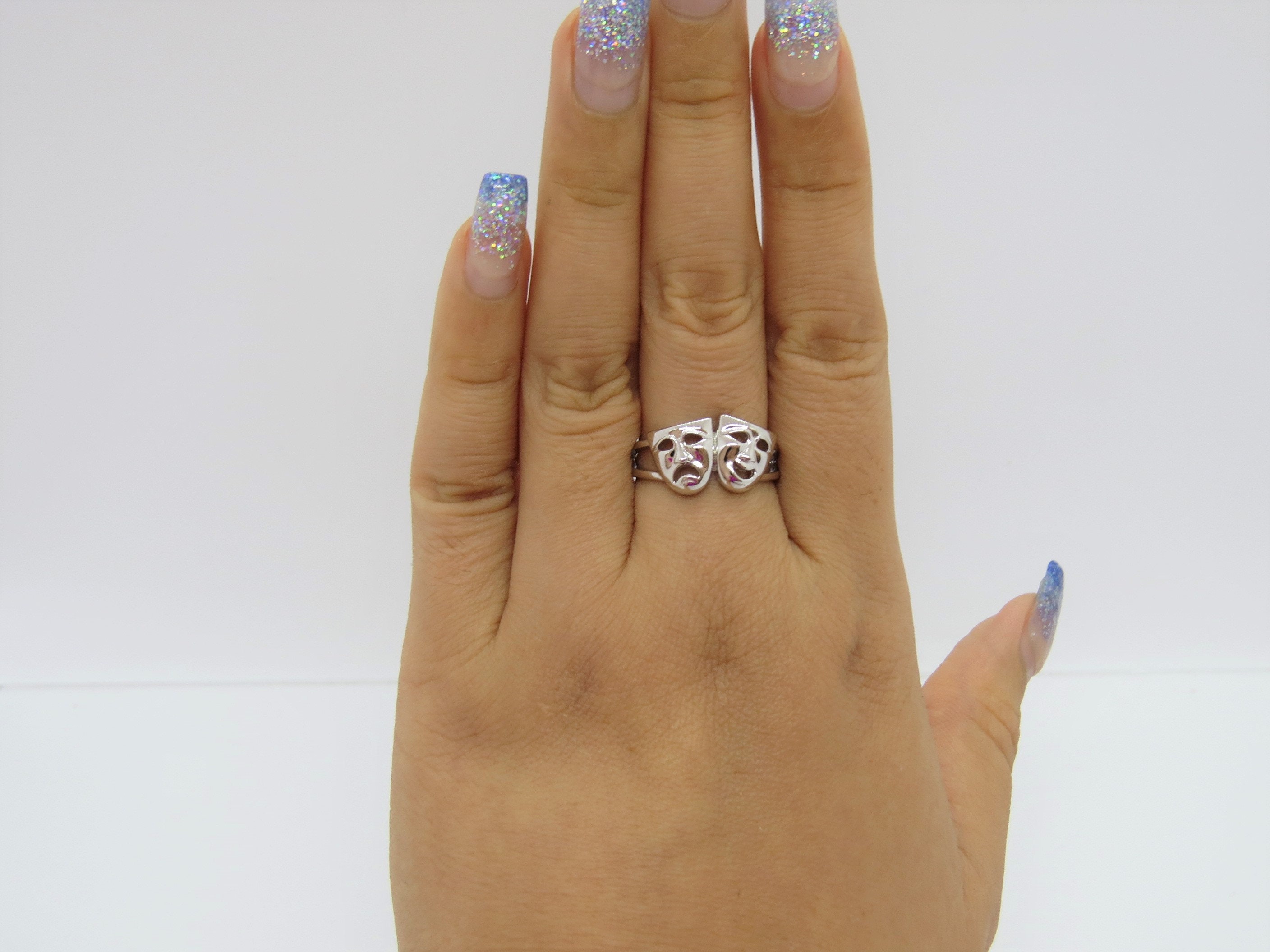 Vintage Sterling Silver Happy Sad Band Ring Size 4 - Etsy