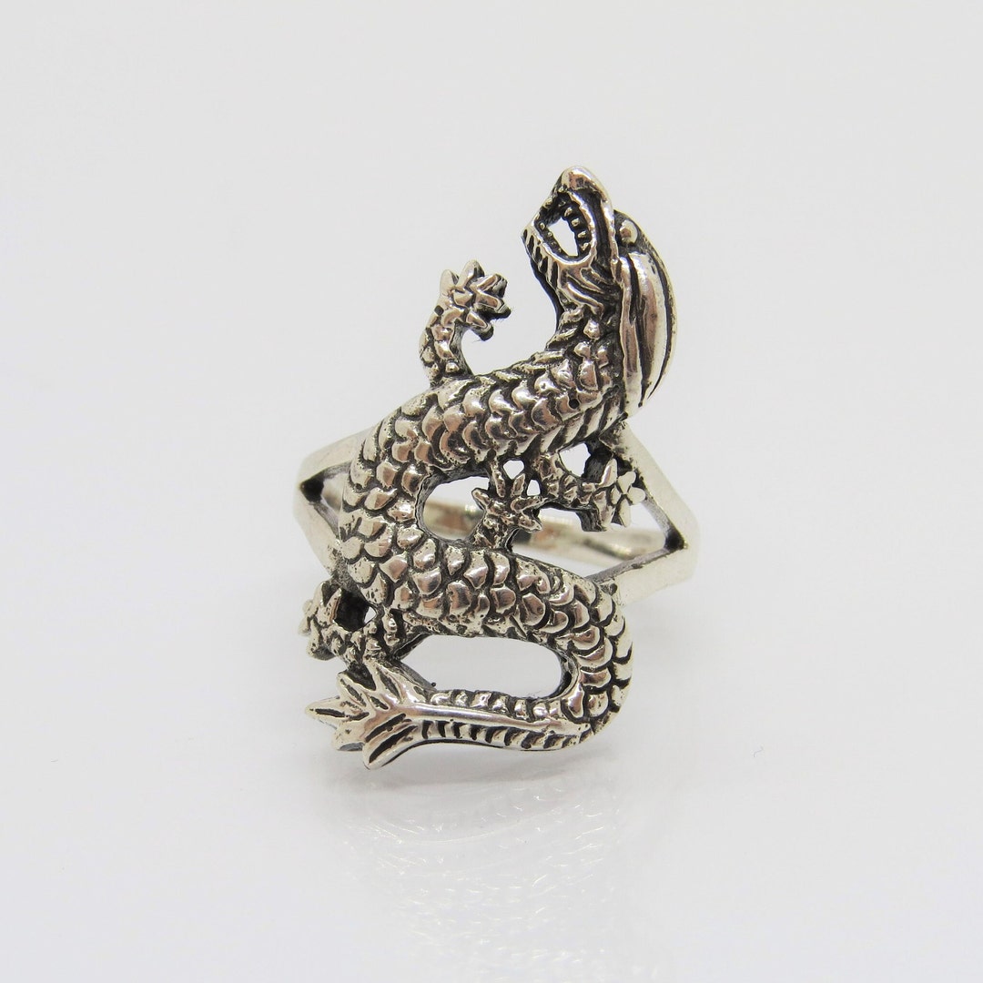 Vintage Sterling Silver Dragon Long Ring Size 10 - Etsy