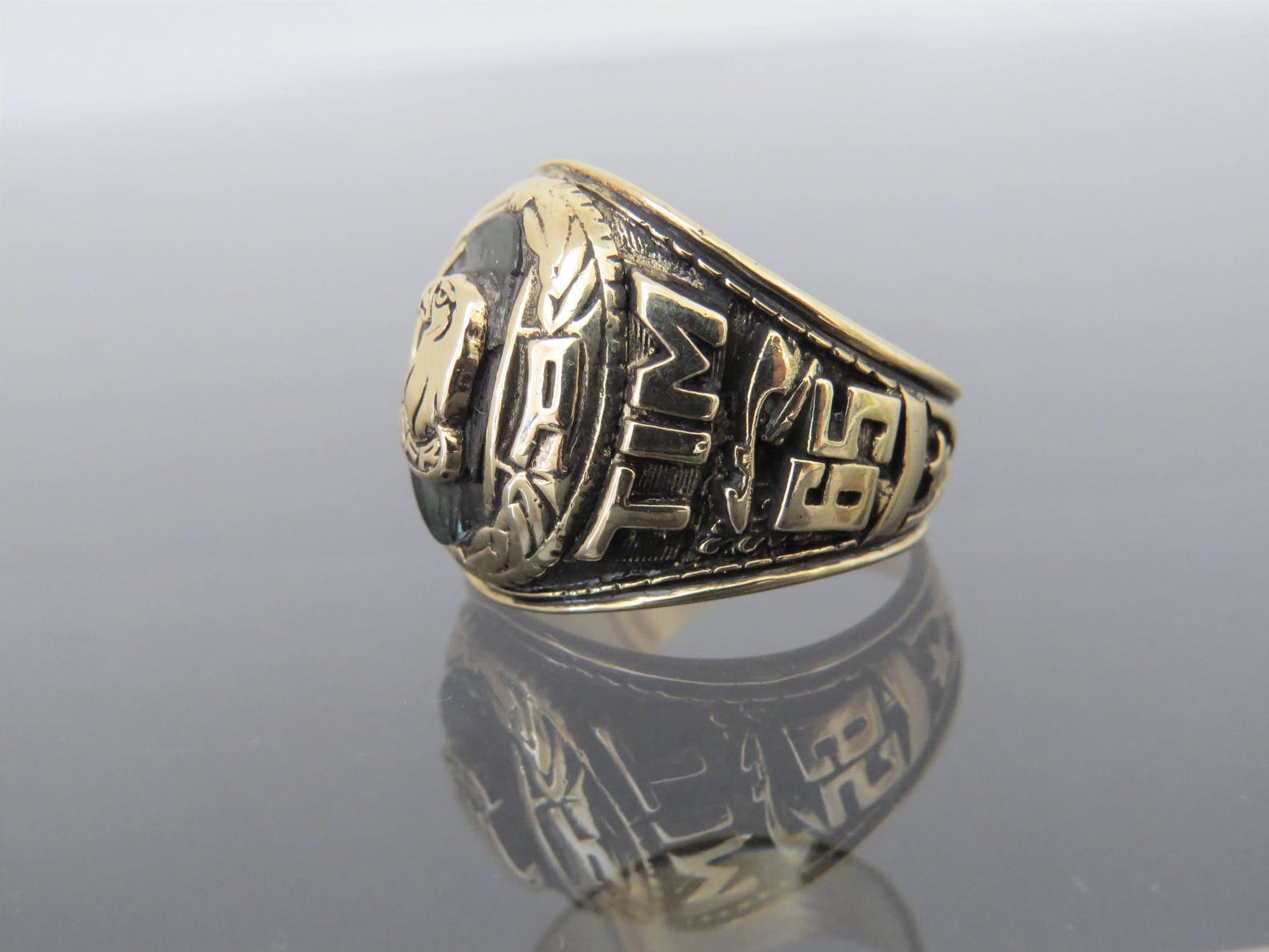 Vintage 10K Solid Yellow Gold Dark Black Onyx 1965 Class Ring | Etsy