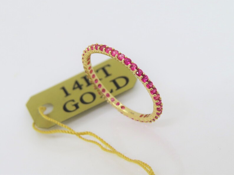 Vintage 14K Solid Yellow Gold Ruby Eternity Band Ring Size 7 - Etsy