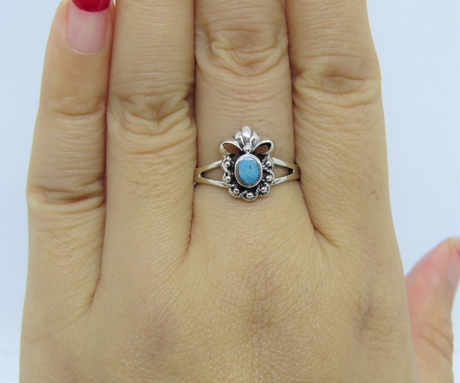 Vintage Sterling Silver Turquoise Owl Ring Size 6.75 - Etsy