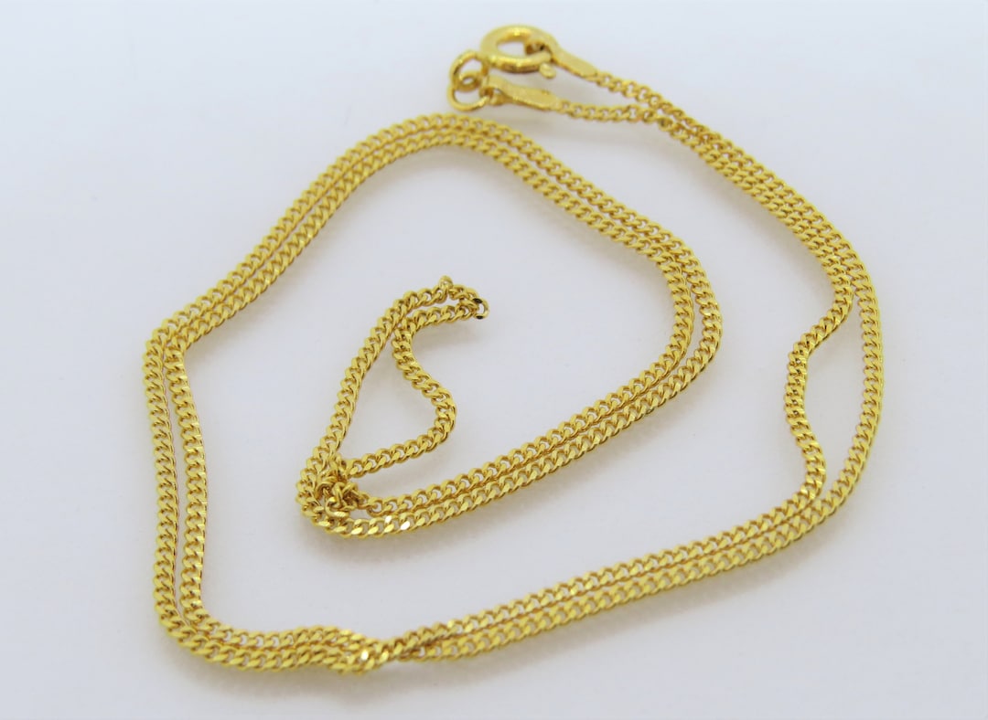 Vintage 18K Yellow Gold Cuban Link Chain Necklace 18'' - Etsy