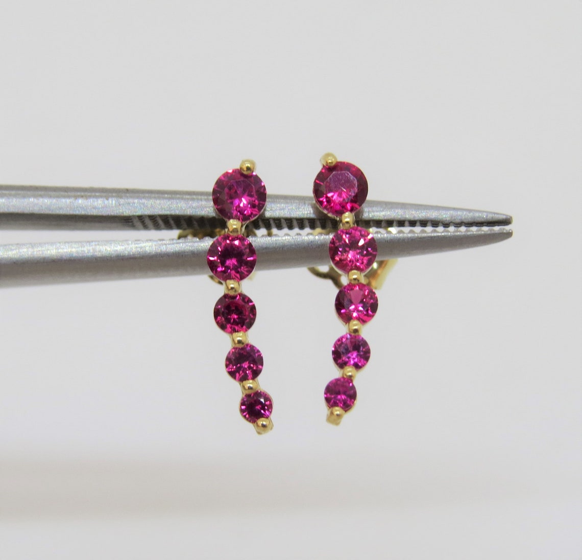 Vintage 14K Solid Yellow Gold Ruby Earrings - Etsy