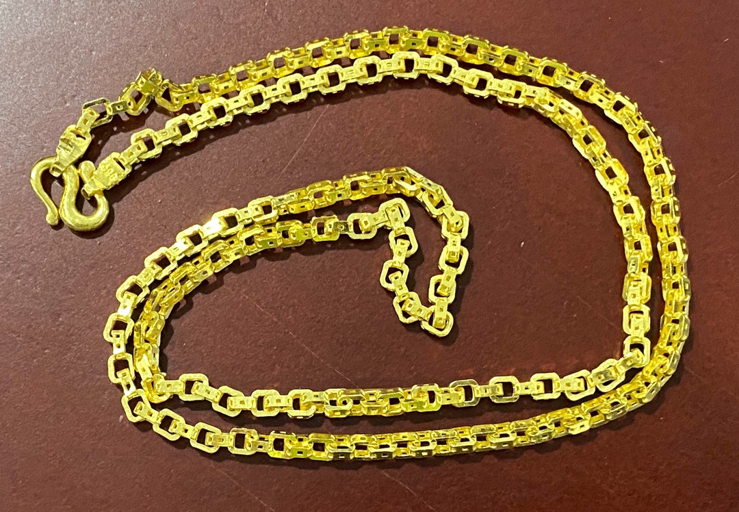 24K 980 Pure Gold Rolo Link Chain Necklace 20'' Length - Etsy