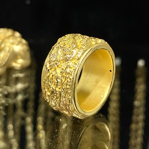 24k 9999 Pure Gold Dragon, Phoenix Wide Band Ring Size 9 - Etsy