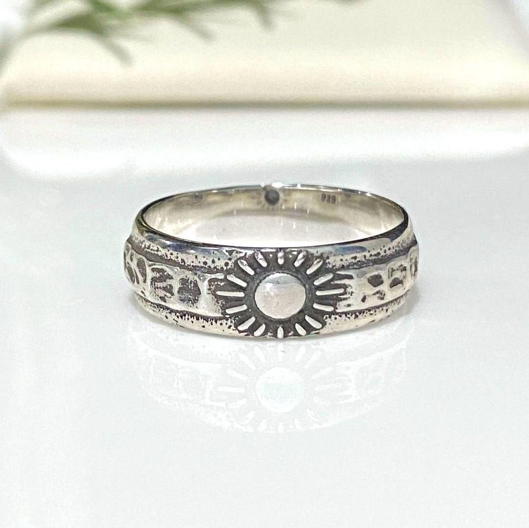 Sterling Silver Sun Band Ring. - Etsy