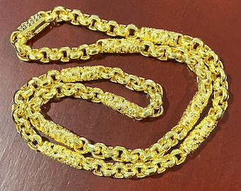 Vintage 24K 980 Solid Pure Gold Anchor Dragon Rolo Link Chain Necklace ...