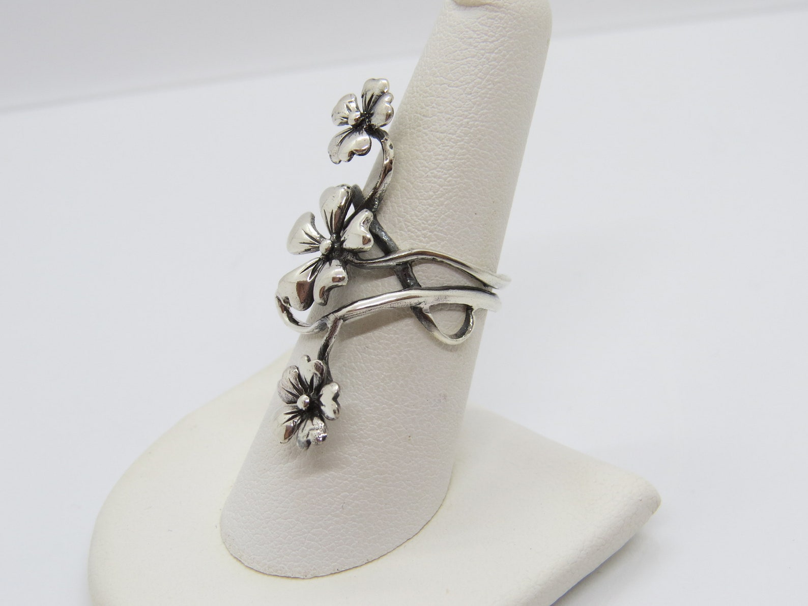 Vintage Artisan Sterling Silver Flowers Long Ring Size 6 | Etsy