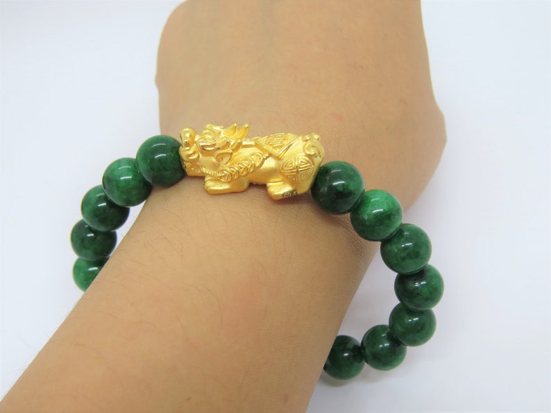 Vintage 24K 999 Pure Gold 3D Pixiu With Green Jadeite Jade - Etsy