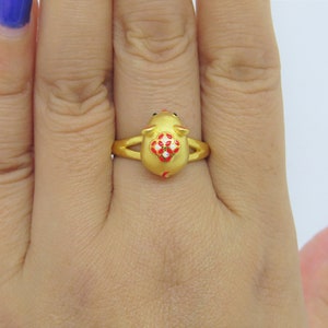 Vintage 24K 999 Gold 3D Red Enamel Rat Ring Size 6,7 - Etsy