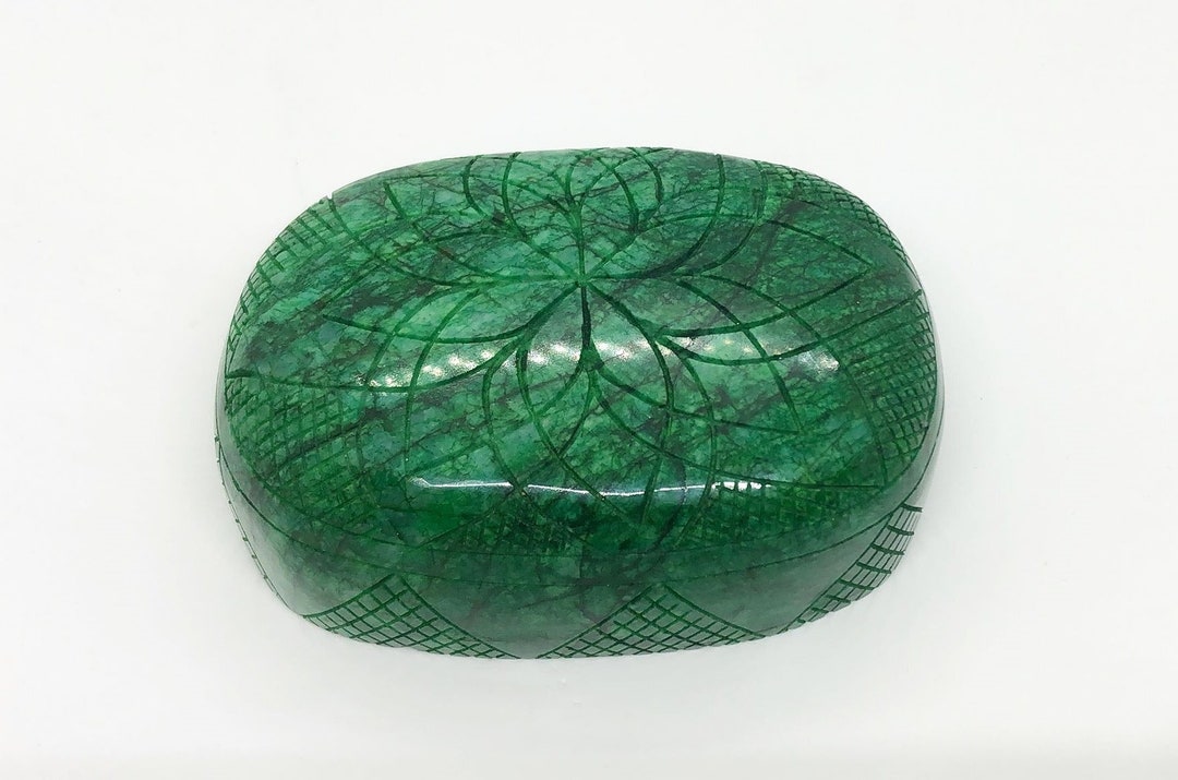 Vintage Natural Emerald Carved Floral Statue , Paperweight, Loose ...