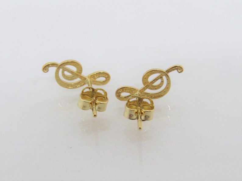 Vintage 14K Solid Yellow Gold Music Note Earrings - Etsy