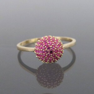 Vintage 18K Solid Yellow Gold Ruby Ball Pave Ring Size 6.25 - Etsy