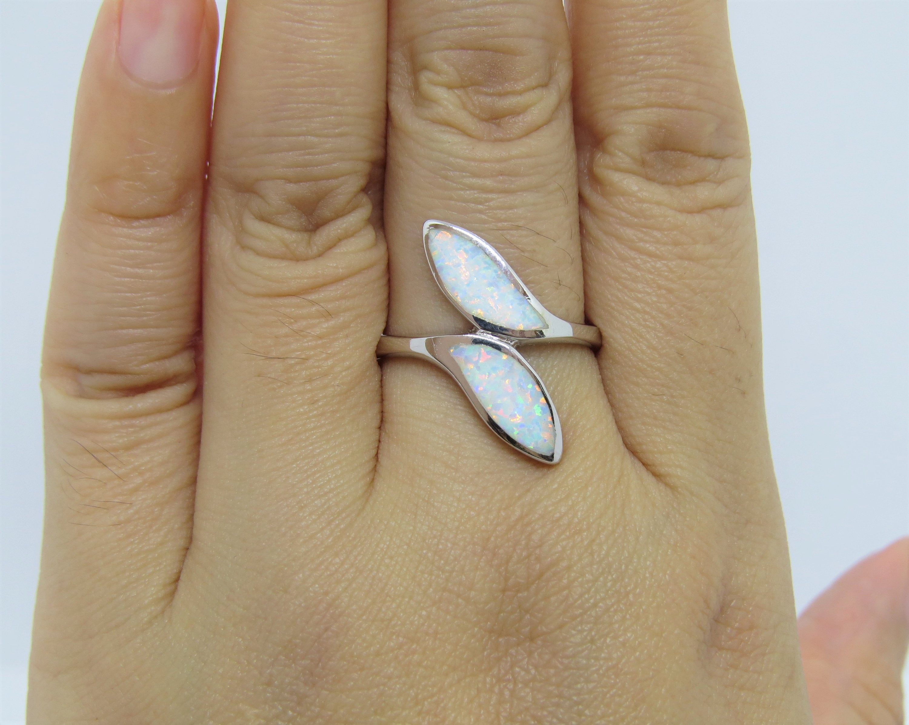 Vintage Sterling Silver Fire Opal Bypass Ring Size 8 | Etsy