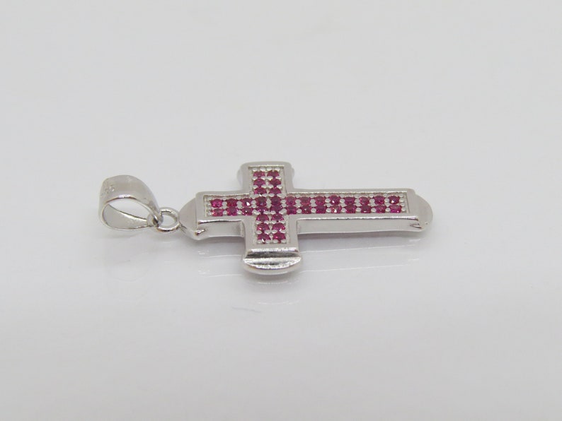 Vintage Sterling Silver Ruby Pave Cross Pendant - Etsy
