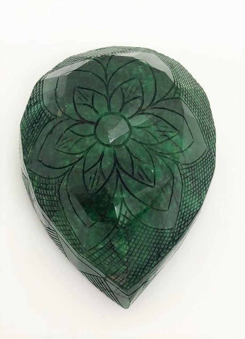 Vintage Natural Emerald Carved Floral Statue Paperweight | Etsy