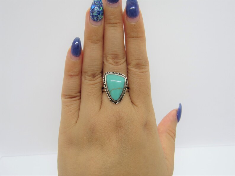 Vintage Sterling Silver Turquoise Dome Ring Size 7 - Etsy