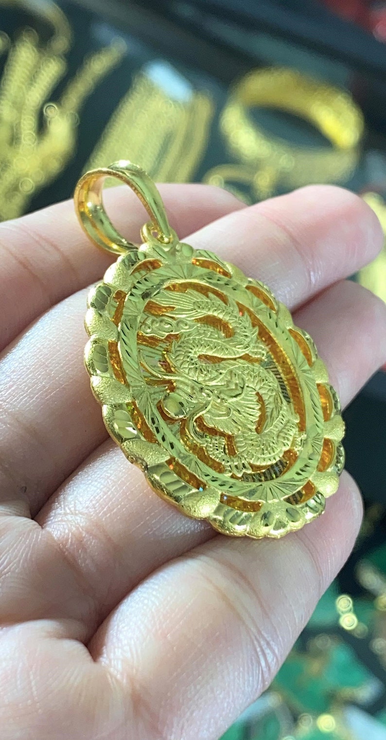Vintage 24K 980 Solid Pure Gold Diamond Cut Dragon Oval - Etsy