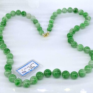Vintage 14K Yellow Gold Translucent Natural Green, White Jadeite Jade ...