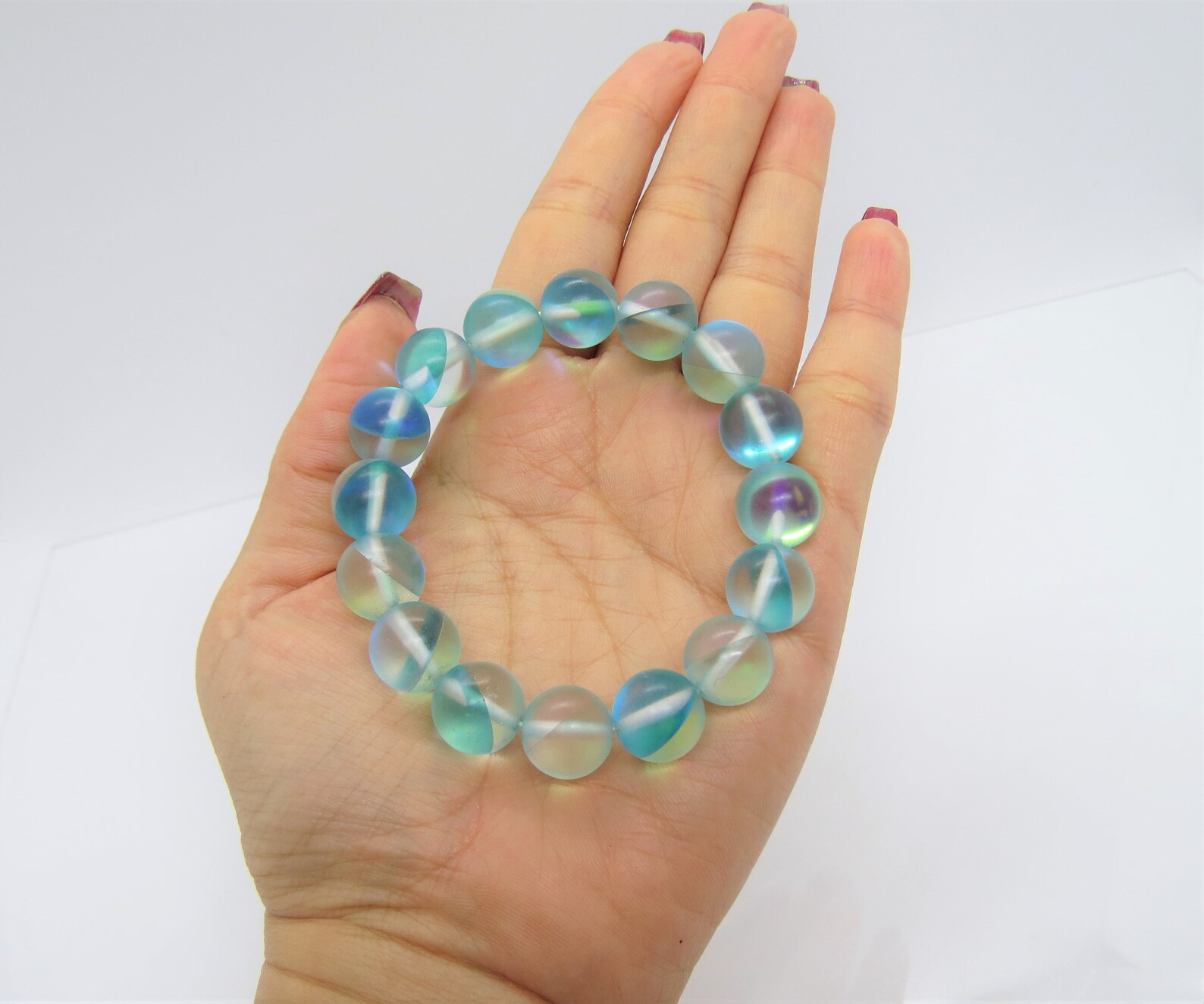 Vintage Jewelry Blue Moonstone Lucite Bead Bracelet 12MM - Etsy