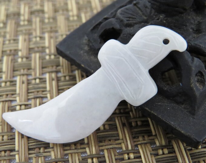 Vintage Natural White Jade Jadeite Sword Charm Pendant Loose Gemstone ...