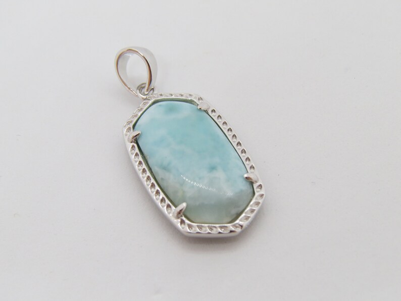 Vintage Sterling Silver Natural Larimar Coffing Pendant - Etsy