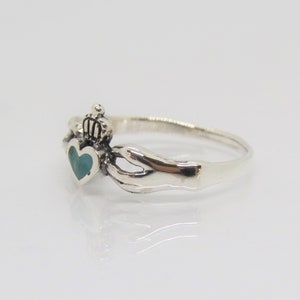 Vintage Claddagh Sterling Silver Turquoise Ring Size 9 - Etsy