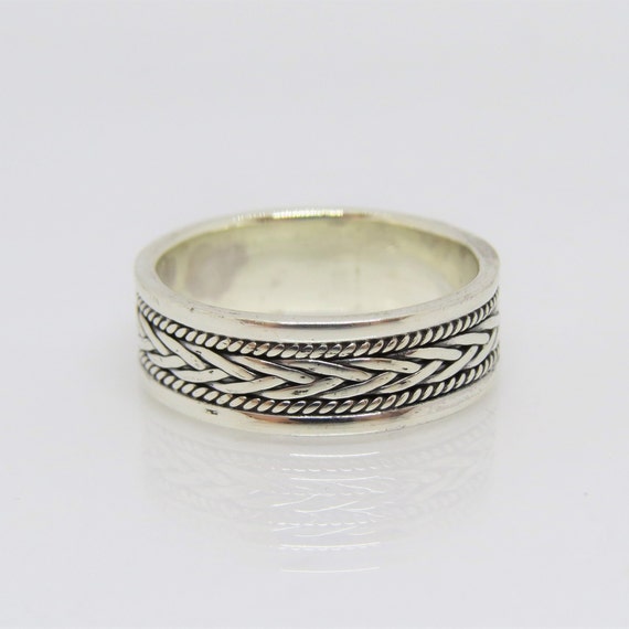 Vintage Bali Sterling Silver Twisted Rope Band Ring. - Gem
