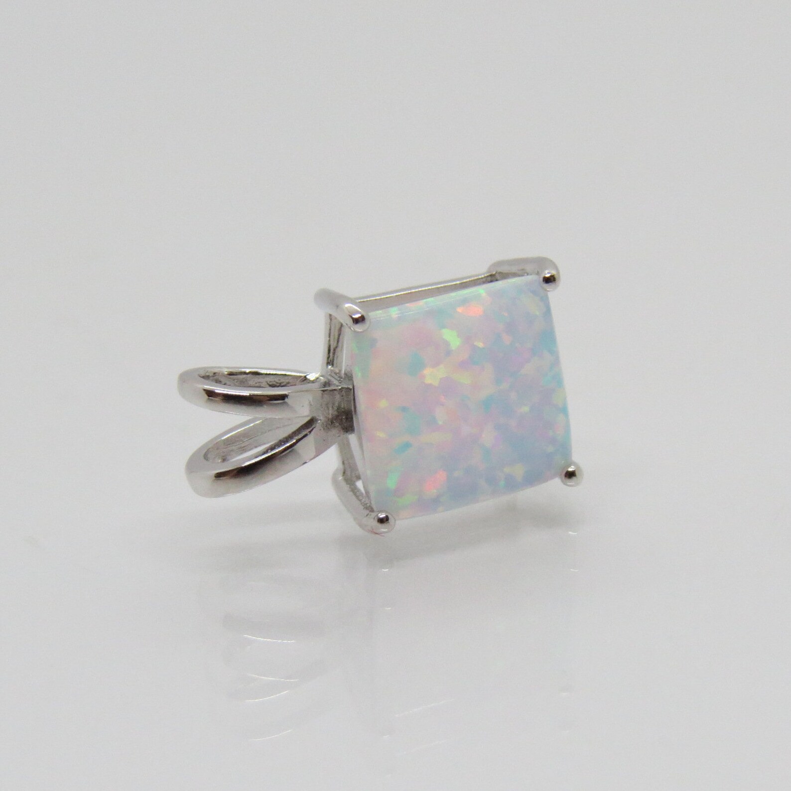 Vintage Sterling Silver Square Cut White Opal Charm Pendant - Etsy