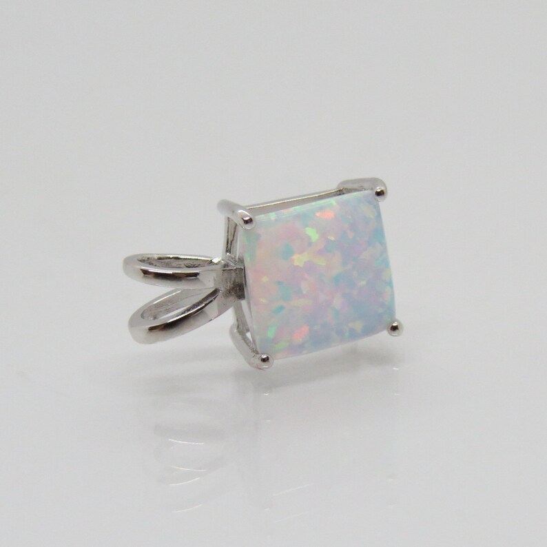 Vintage Sterling Silver Square Cut White Opal Charm Pendant - Etsy