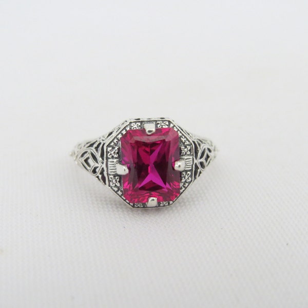 Emerald Cut Ruby Ring - Etsy