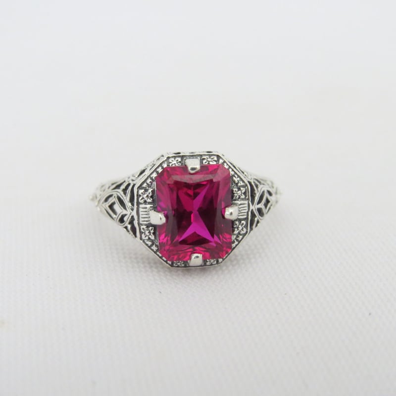 Emerald Cut Ruby Ring - Etsy