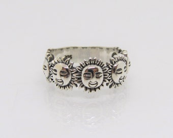 Vintage Sterling Silver Sunflower & Bee Adjustable Ring Size 9 - Etsy