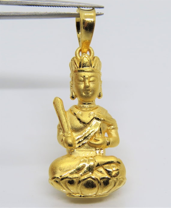 999 Pure Gold 3D bodhisattva Buddha Vintage Pendant. - Gem