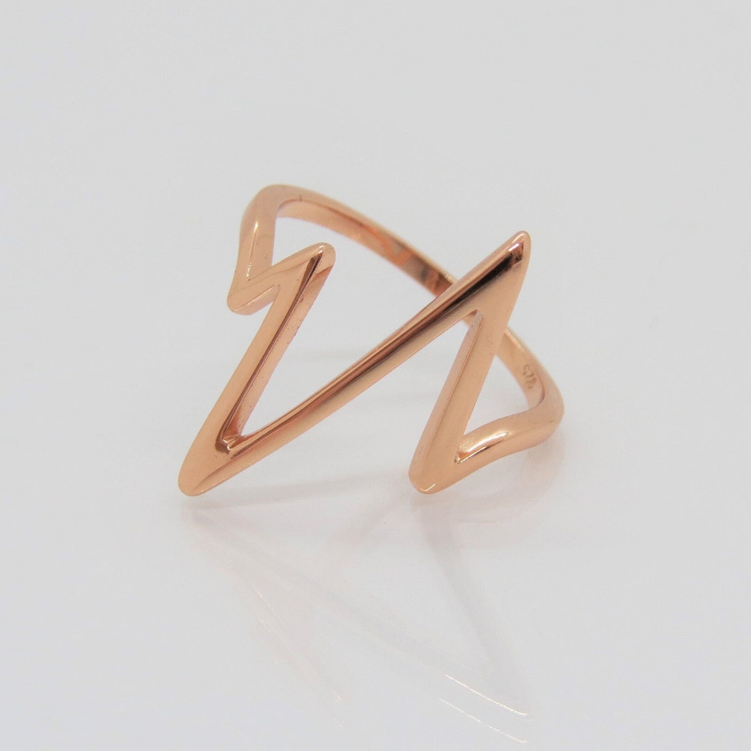 Vintage Sterling Silver Rose Gold Plated Life Line Ring Size 8 - Etsy