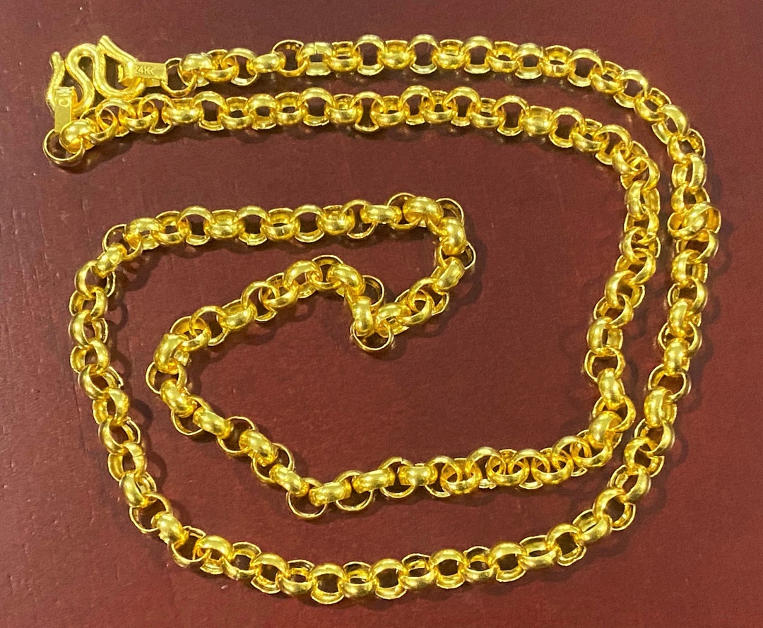 Vintage 23K 980 Solid Gold Rolo Chain Necklace 20'' Length - Etsy