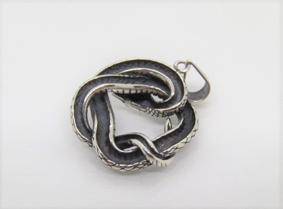 Vintage Sterling Silver Snake Charm Pendant. - Etsy