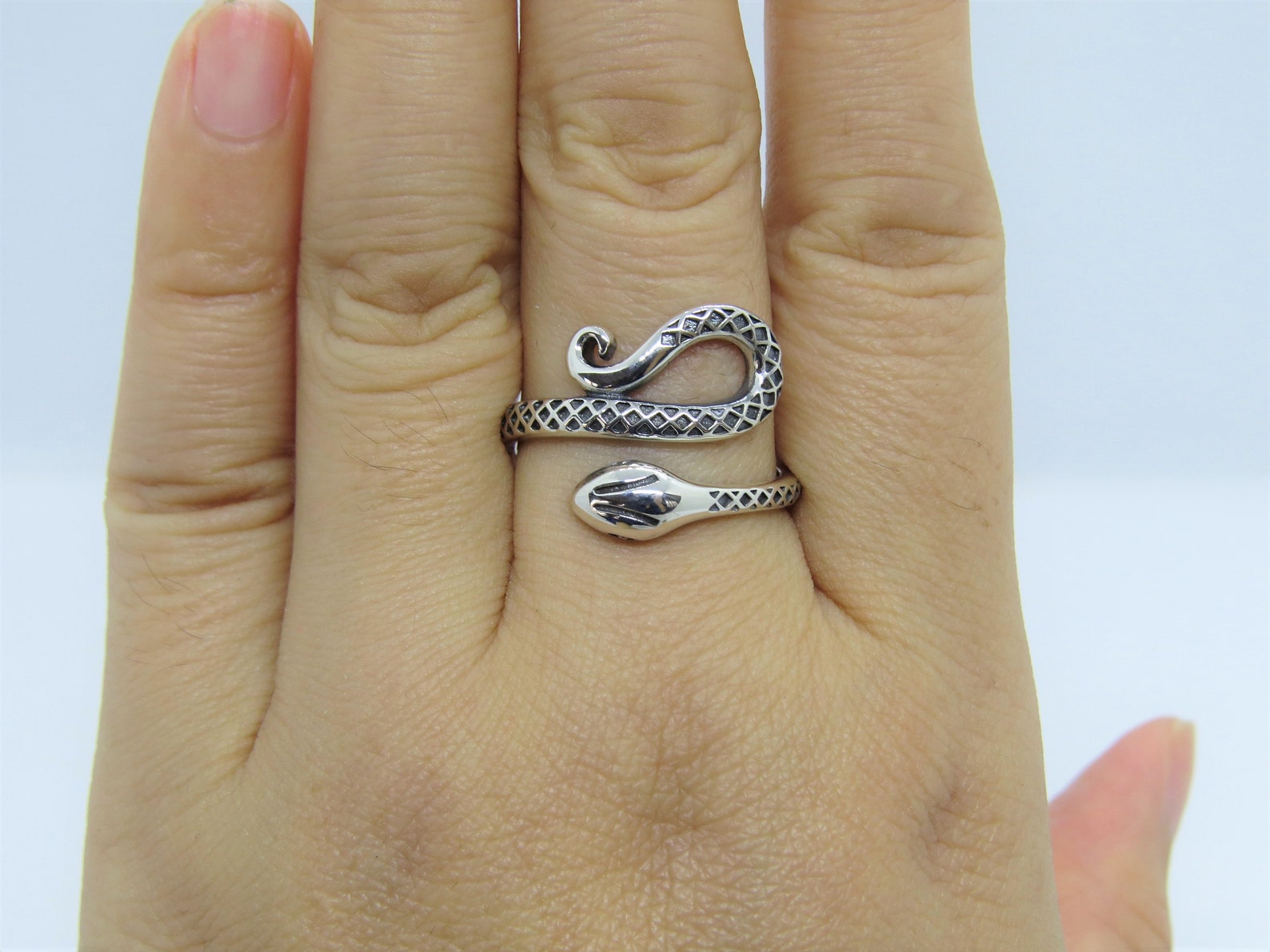 Vintage Sterling Silver Snake Ring Size 8 | Etsy